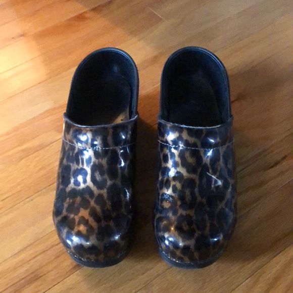 Dansko | Shoes | Dansko Shiny Leopard Clogs | Poshmark